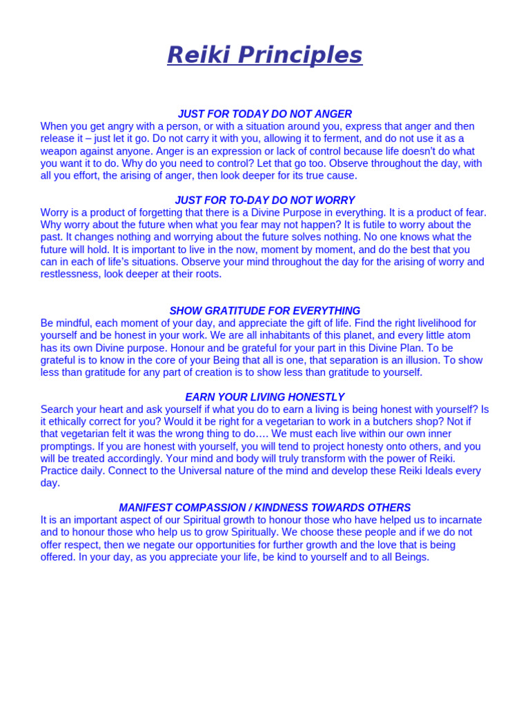 REIKI PRINCIPLES | PDF