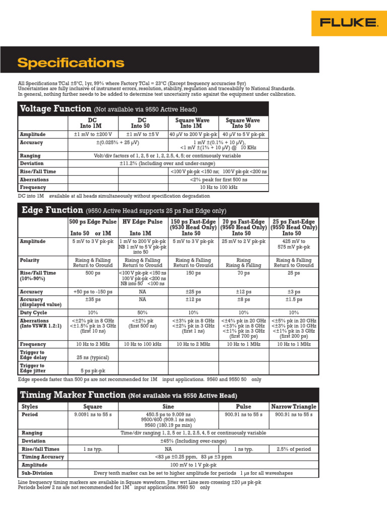 9500B-Oscilloscope-Calibrator Extended Specifications | PDF ...