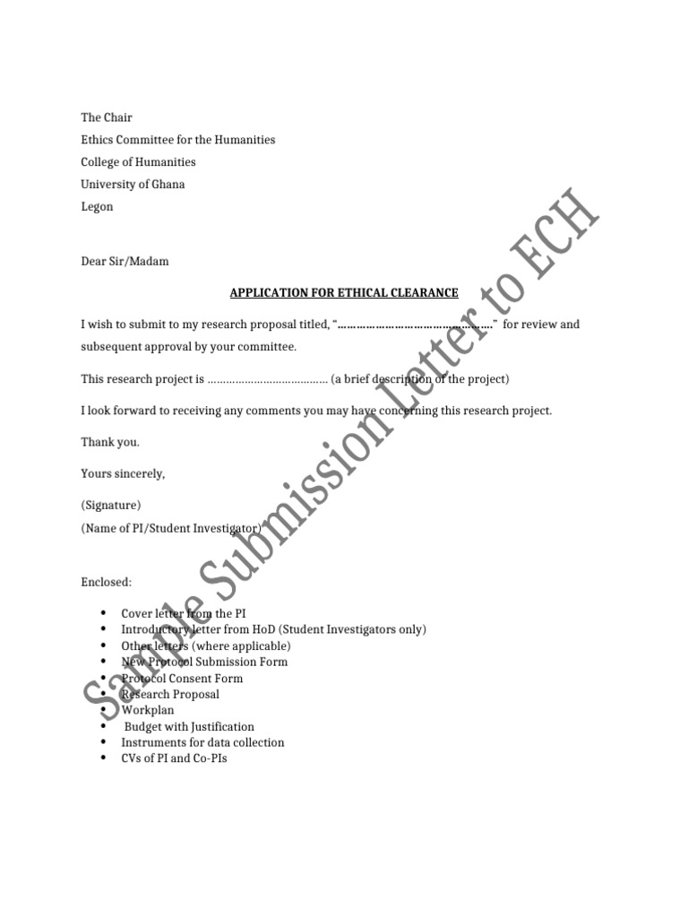 Sample Submission Letter To ECH - 1 | PDF