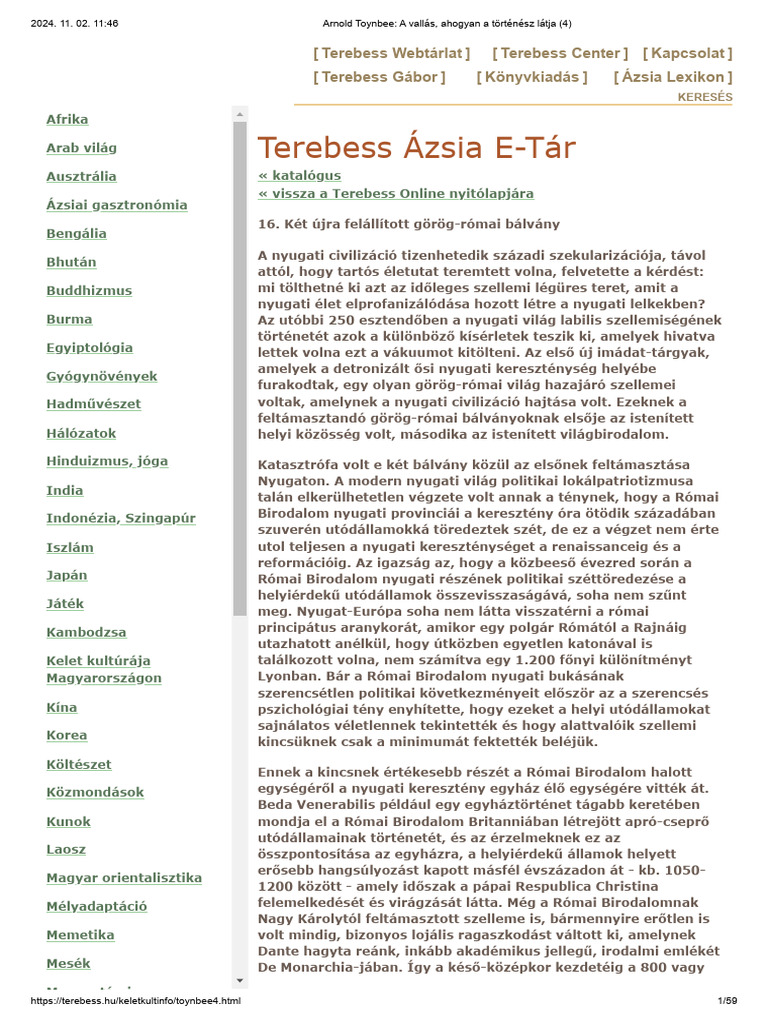 Arnold Toynbee - A Vallás, Ahogyan A Történész Látja | PDF