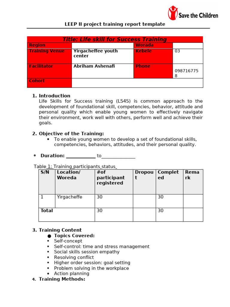 LEEP II LS4S Training Report | PDF | Social Skills | Applied Psychology