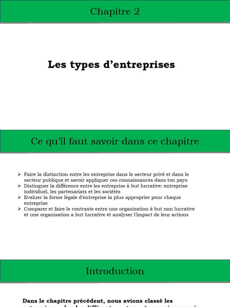 Types d'entreprises : public, privé, lucratif | PDF | Business ...
