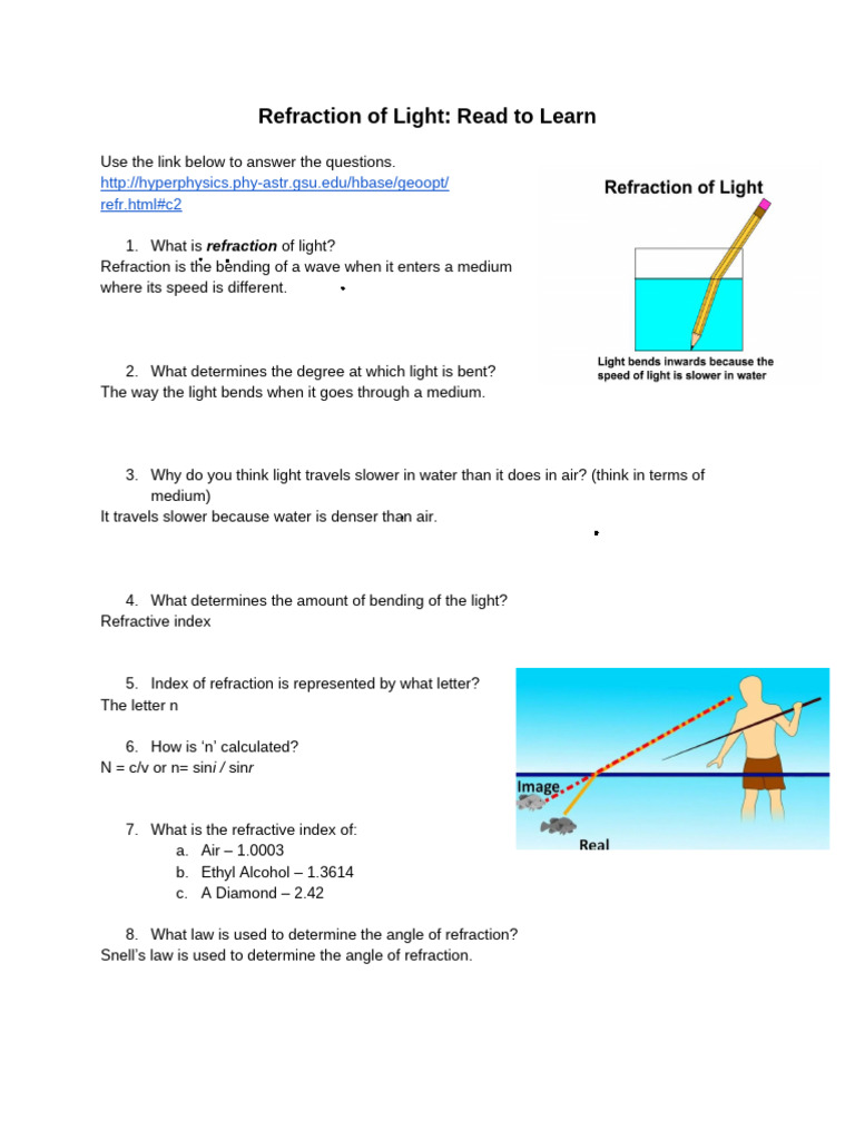 RefractionReadtoLearn 1 | PDF