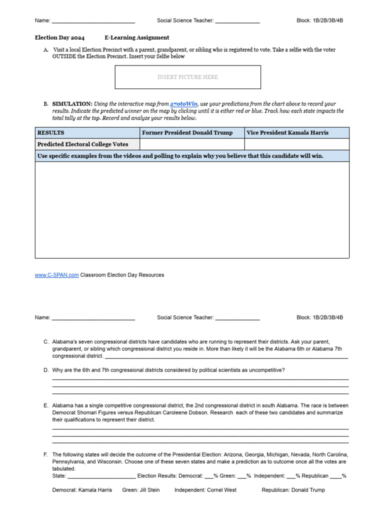 RIBHS SS 2024 ElectionDay E-Learning Assignment | PDF | Elections ...