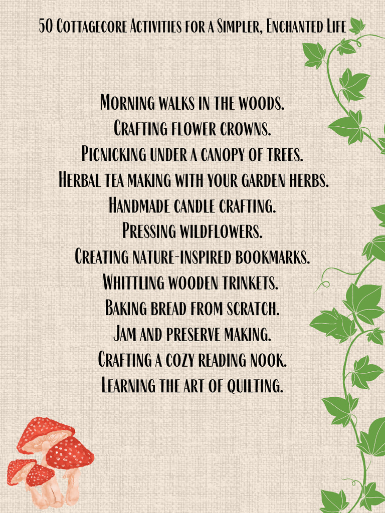 50 Cottagecore Activities 20 | PDF | Home & Garden | Art
