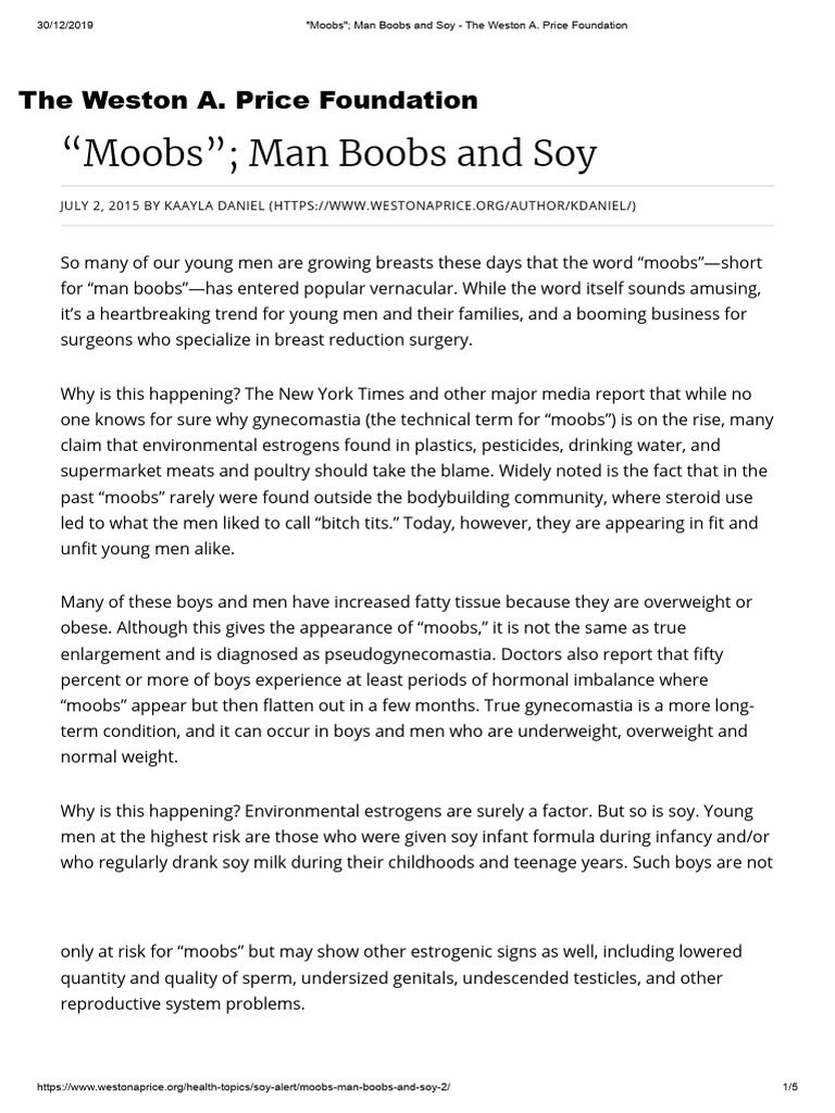 Moobs Man Boobs And Soy The Weston A Price Foundation Pdf 8510