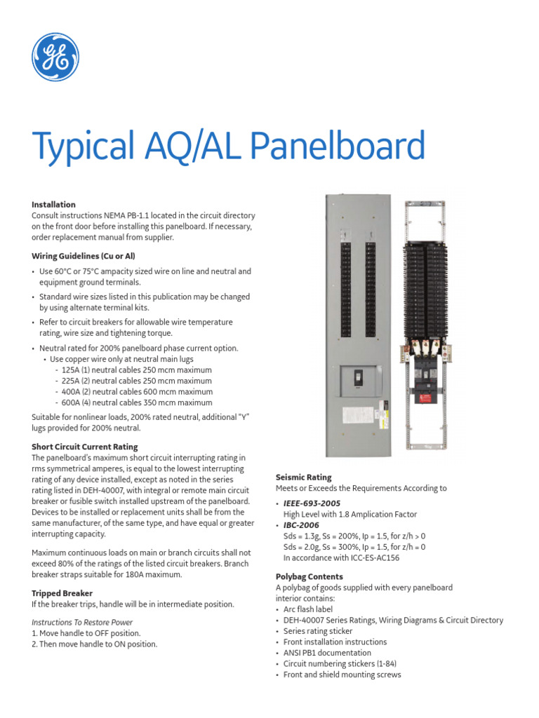 AQ - AL Panelboard Installation De-42c - Final | PDF | Electrical ...