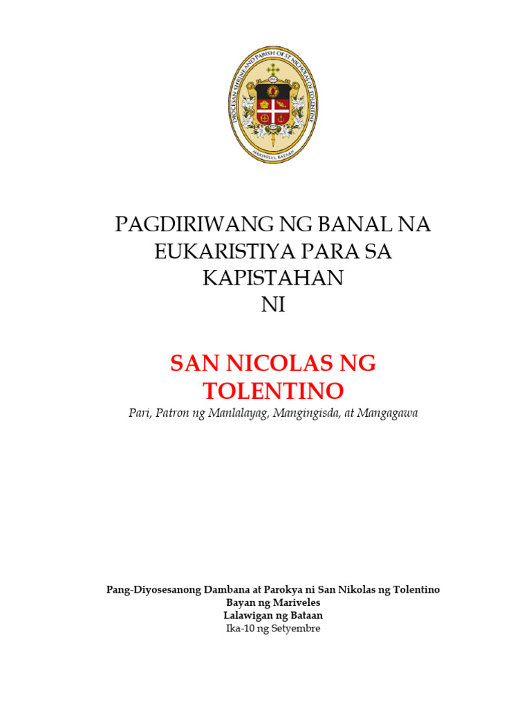 Pagdiriwang NG Banal Na Eukaristiya Sa Kapistahan Ni San Nicolas 2024 ...