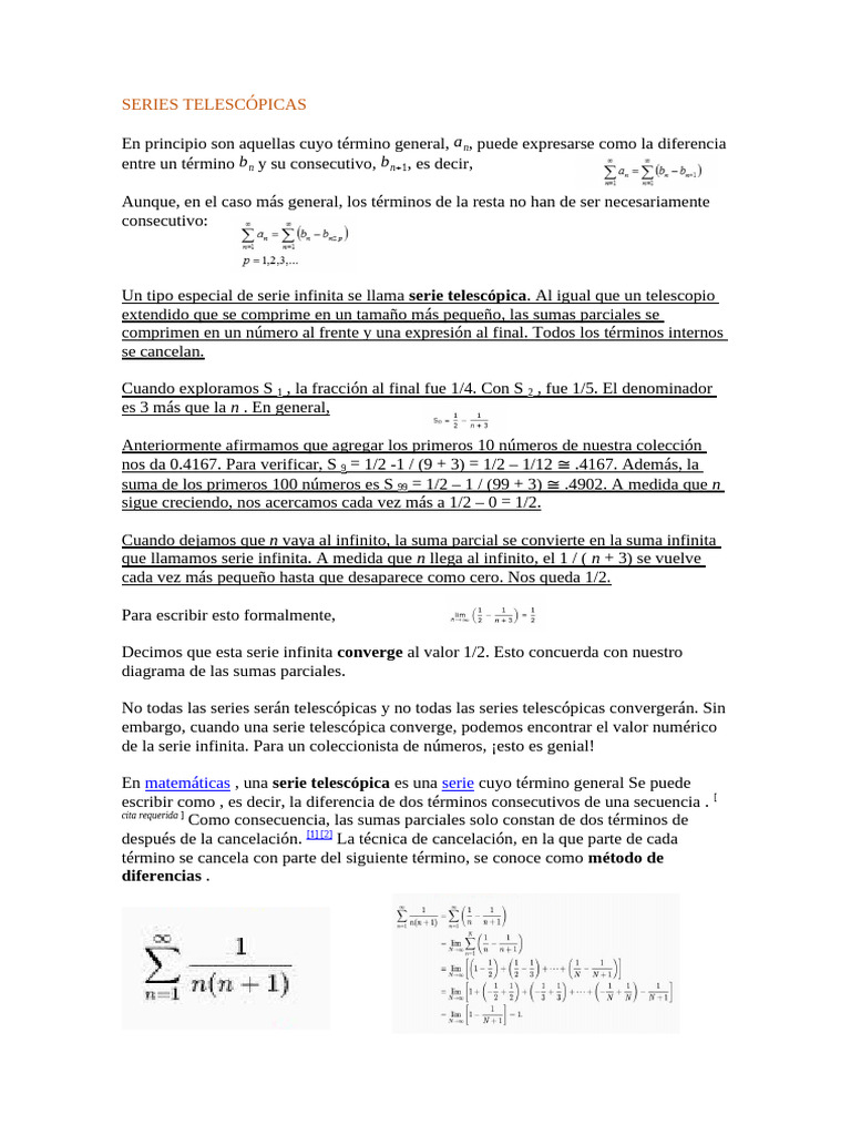 Tipo de Series | PDF | Series (Matemáticas) | Matemáticas