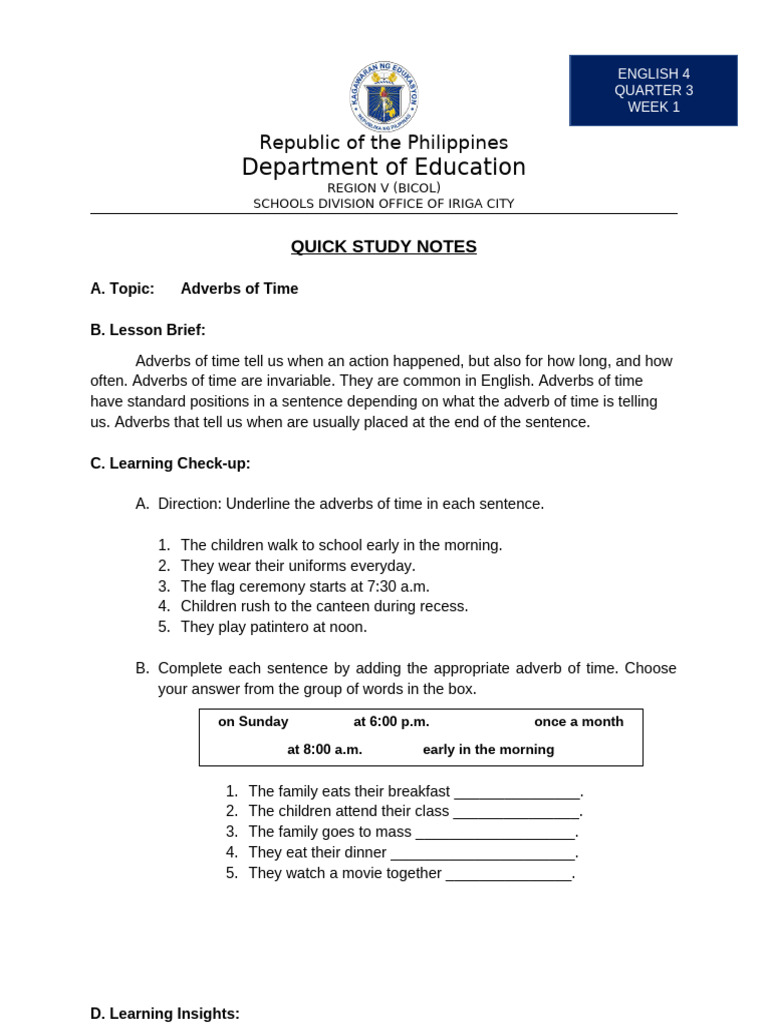 English Quarter 3 Week 1 1 | PDF | Language Arts & Discipline