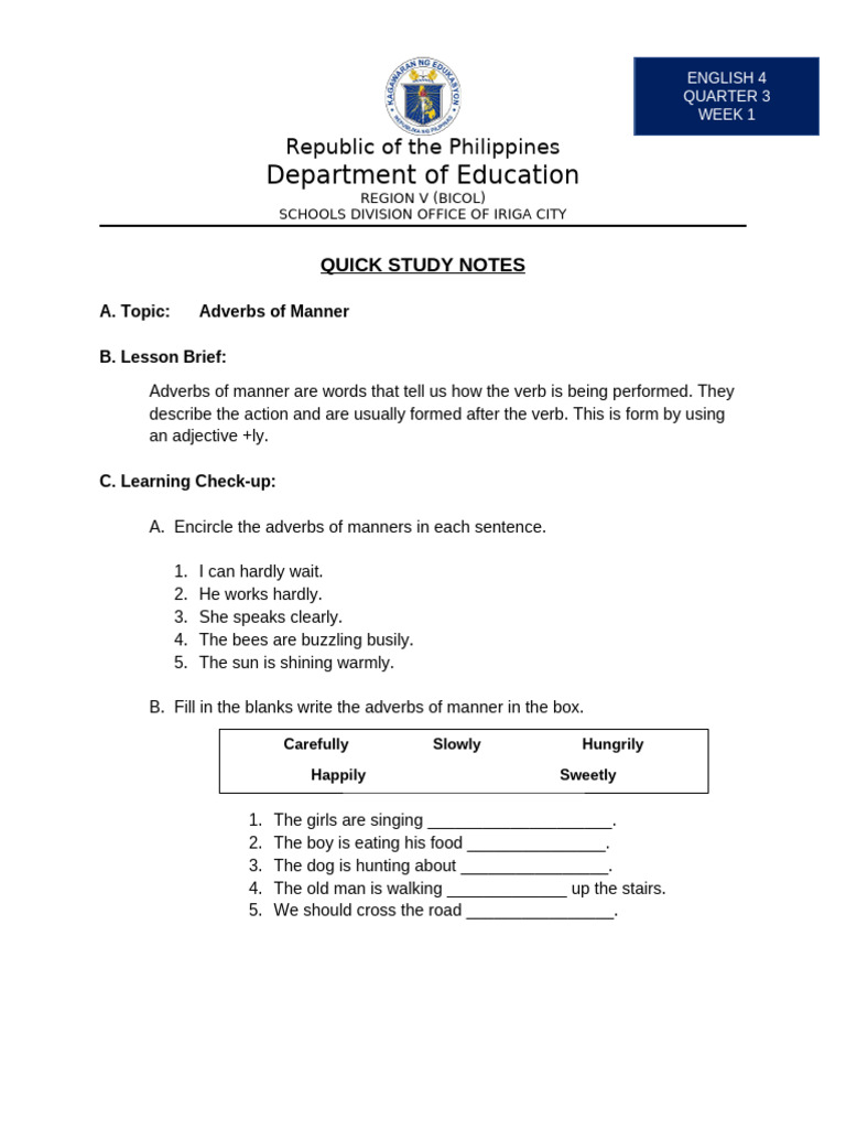 English Quarter 2 Week 1 2 | PDF