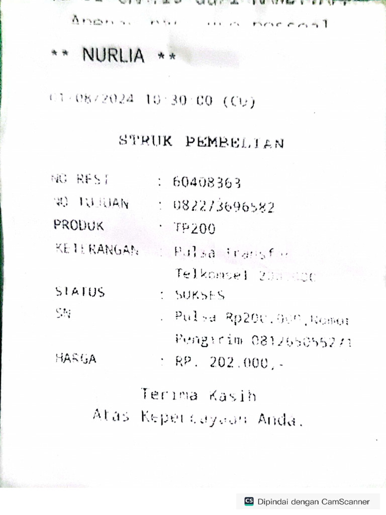 Struk Internet Agustus 2024 | PDF