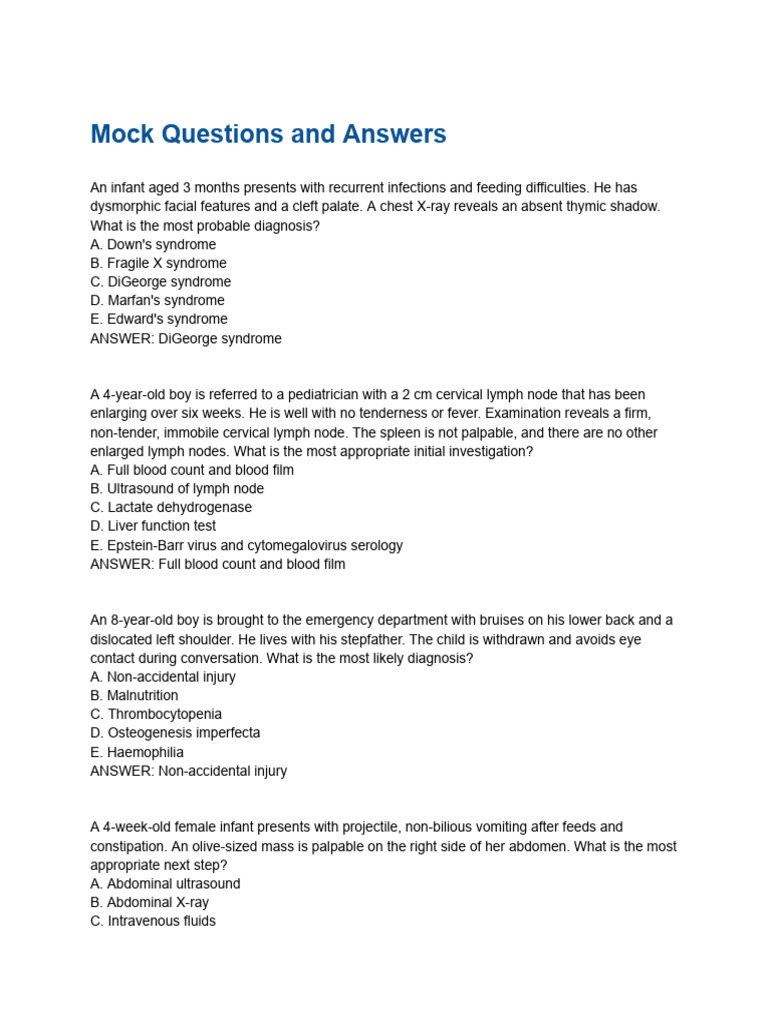 Mock Questions and Answers | PDF | Diabetes | Intravenous Therapy