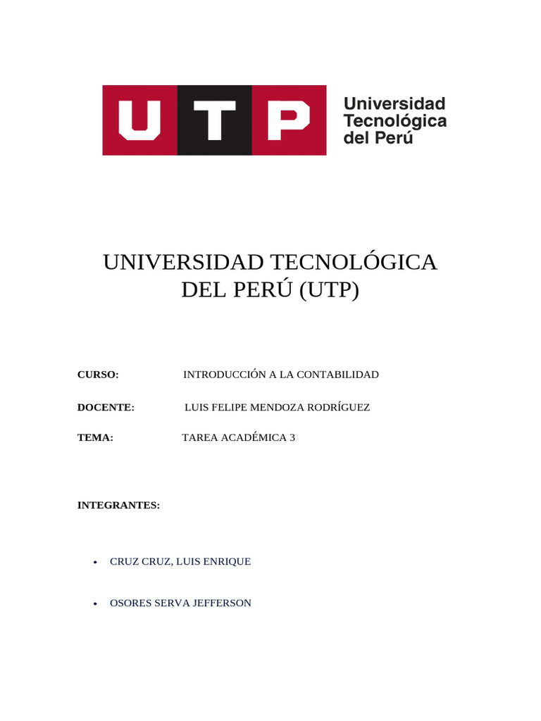 Introducción A La Contabilidad Ta3 | PDF | Perú