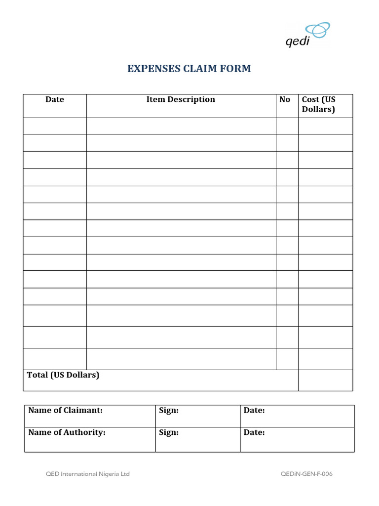 Oil & Gas Expense Claim Form | PDF
