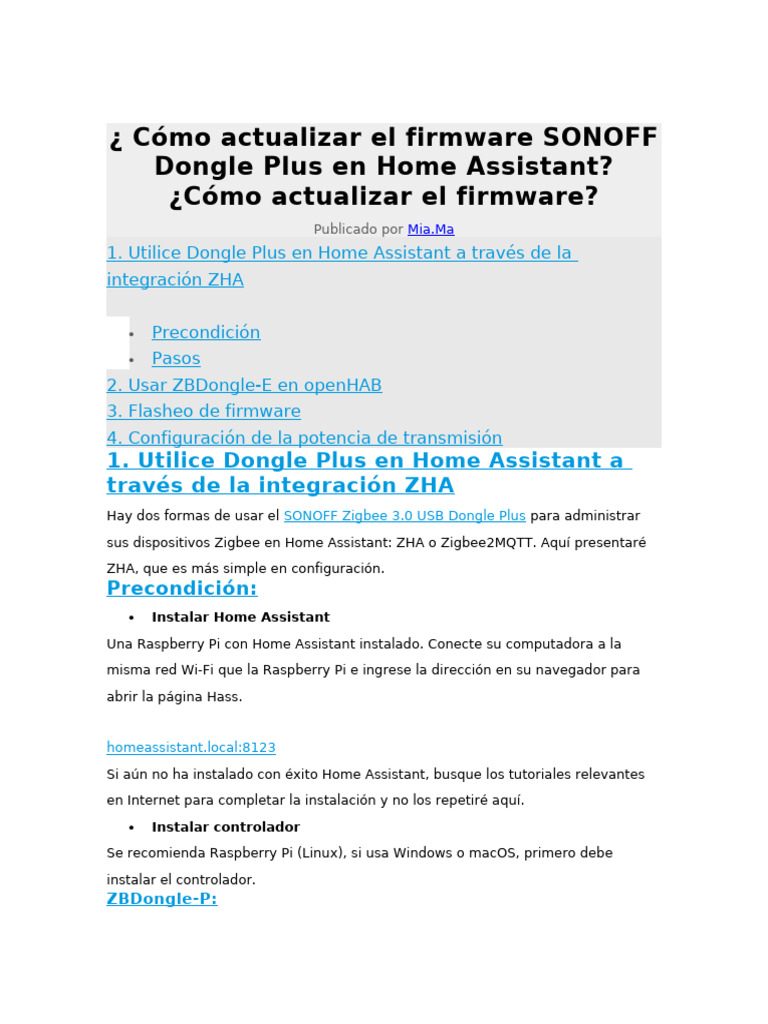 Cómo Actualizar El Firmware SONOFF Dongle Plus en Home Assistant | PDF ...