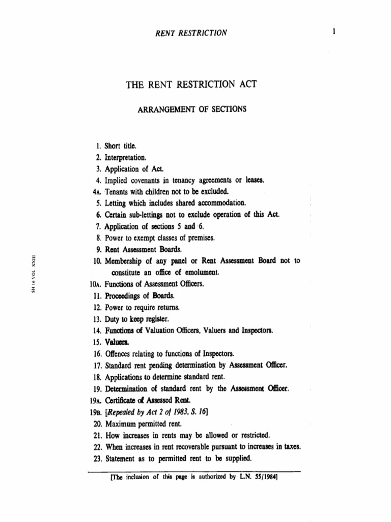 Overview of the Rent Restriction Act | PDF | Leasehold Estate | Lease