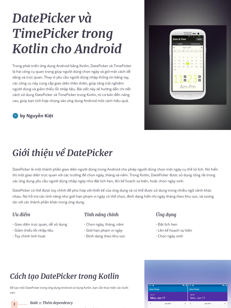 1-DatePicker Và TimePicker Trong Kotlin | PDF