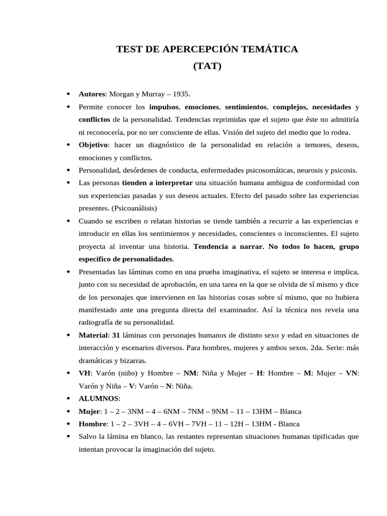 Test de Apercepción Temática | PDF | Las emociones | Experiencia