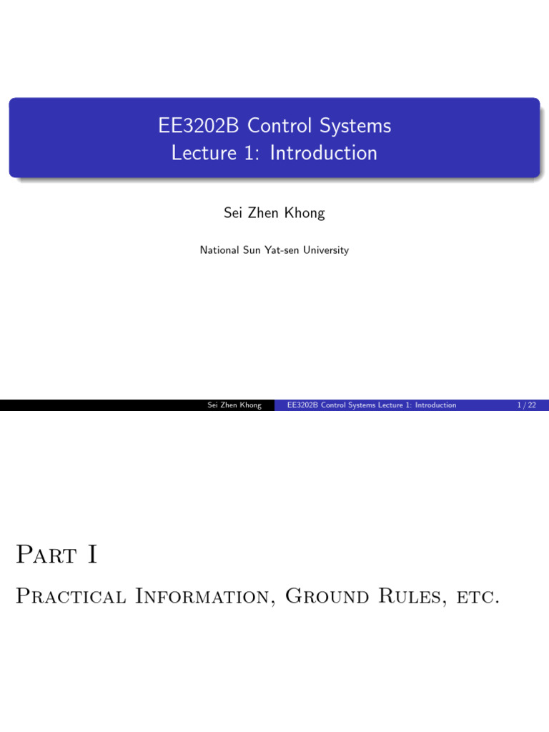 EE3202B - Lecture1 2 | PDF | Feedback | Control Theory
