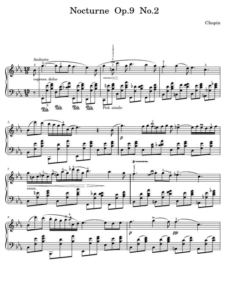 Chopin - Nocturne Op 9 No 2 (E Flat Major) | PDF | Musical Forms ...