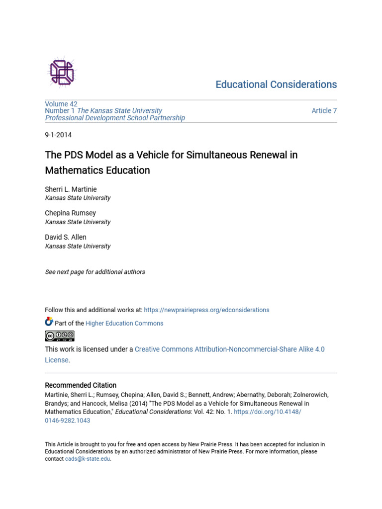 The PDS Model As A Vehicle For Simultaneous Renewal in Mathematic | PDF ...