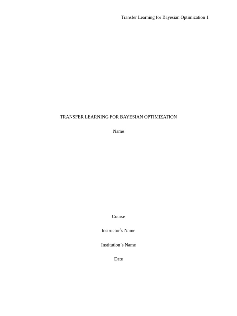 Transfer Learning For Bayesian Optimization Revised | PDF | Learning | Mathematical Optimization