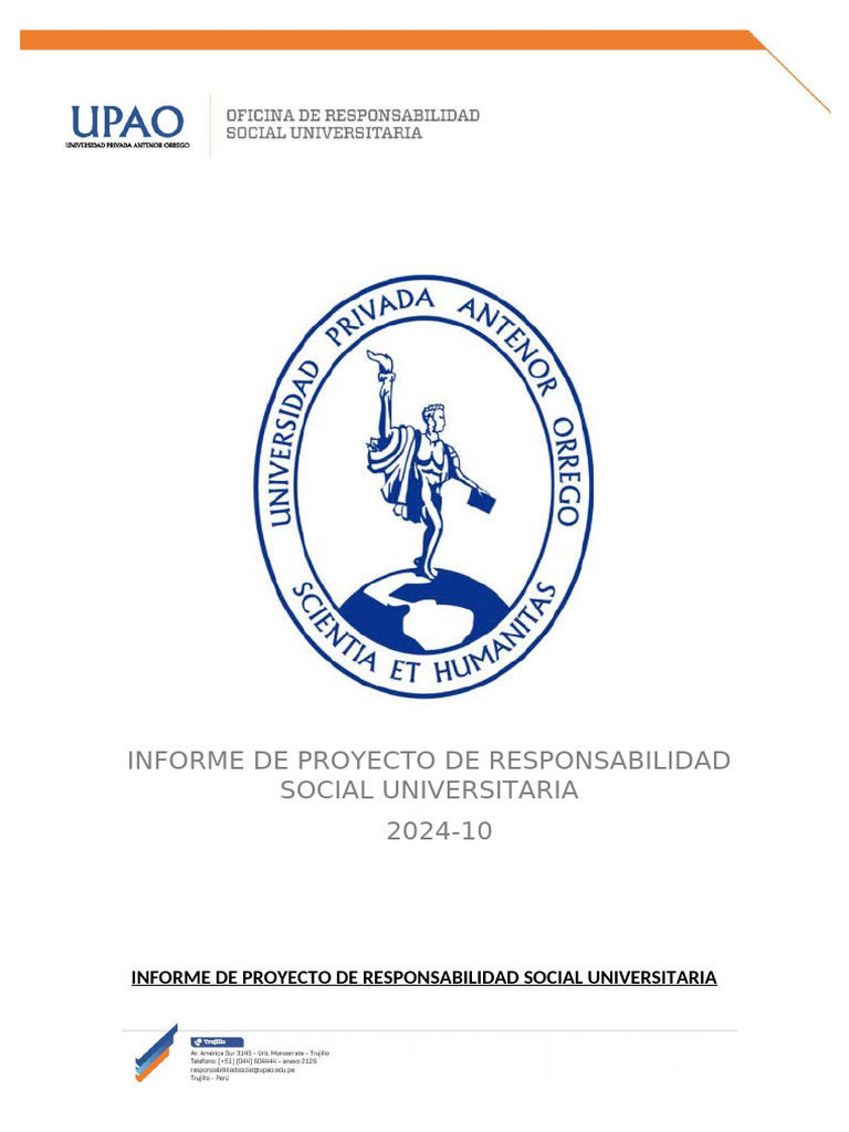 Informe de Proyecto de Responsabilidad Social Universitaria | PDF | Residuos | Entorno natural