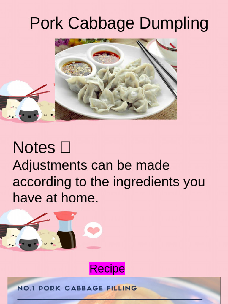 Pork Cabbage Dumpling Recipe Guide | PDF | Cooking, Food & Wine