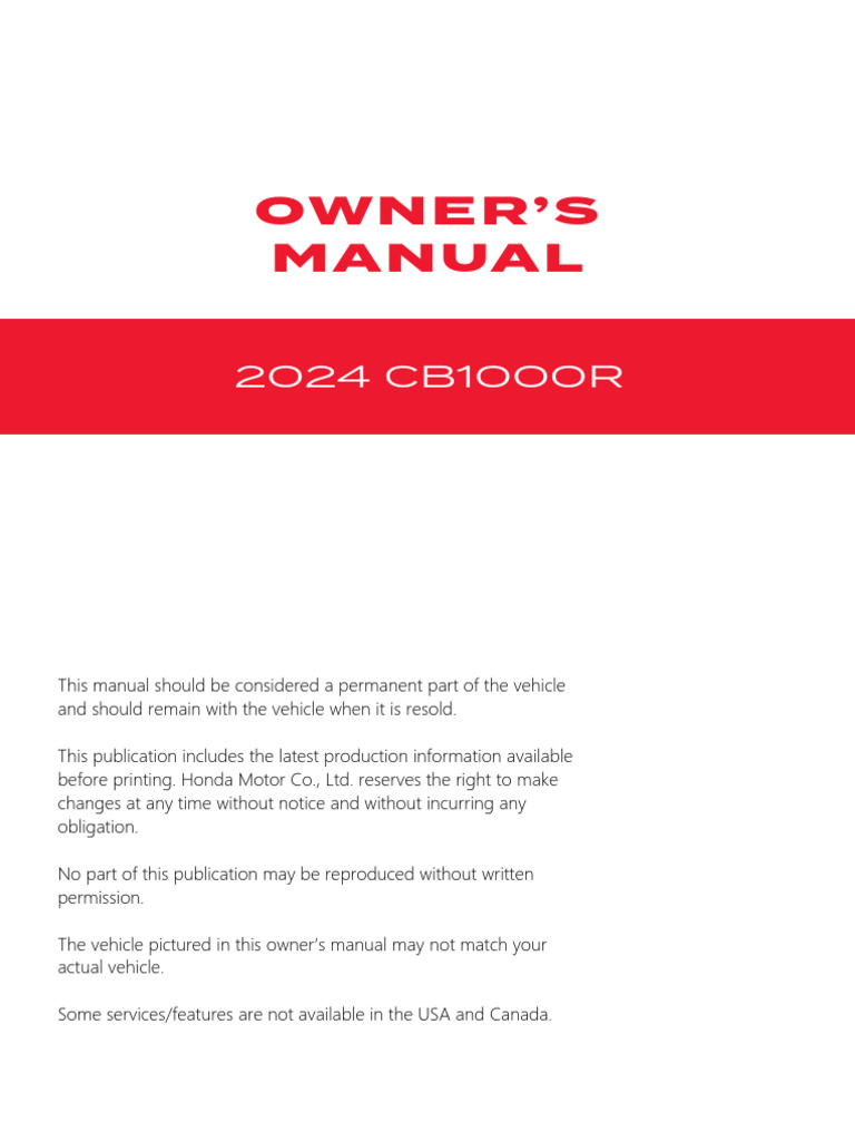 2024 Honda CB1000R Owner's Manual | PDF | Anti Lock Braking System | Brake