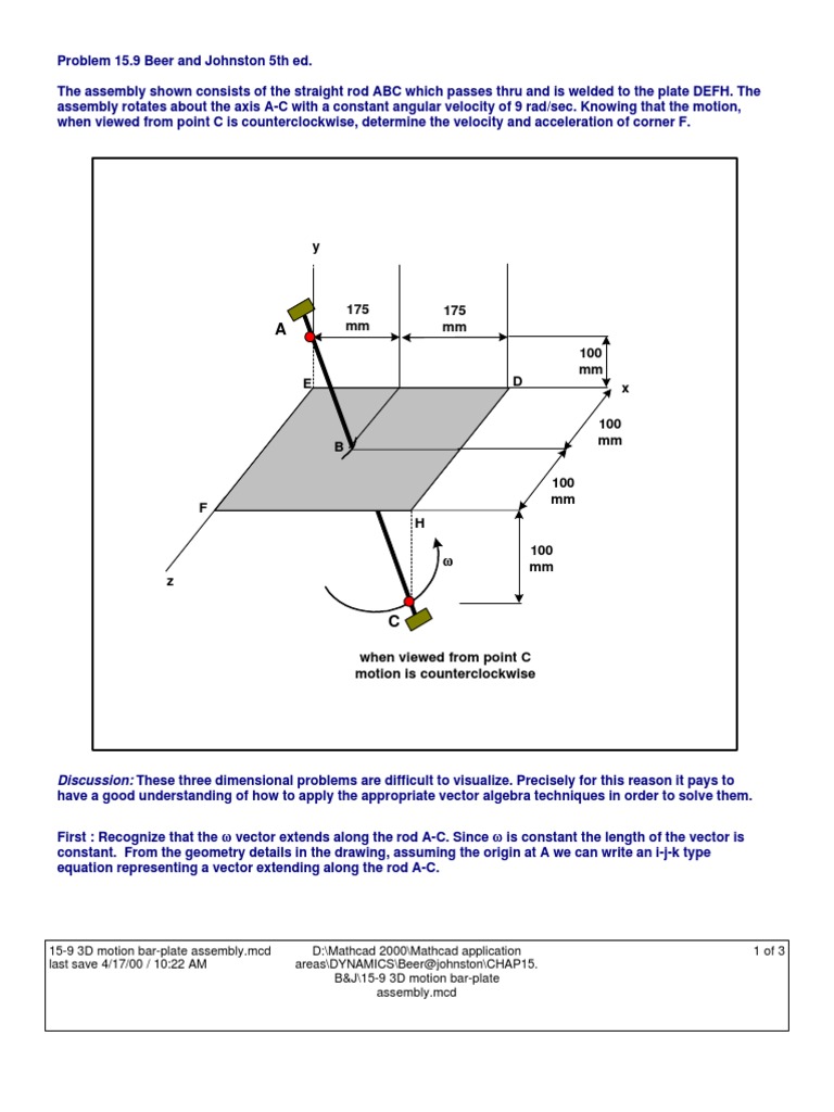 15-9 5th Ed B&J Rotating Bar | PDF | Rotation Around A Fixed Axis | Euclidean Vector