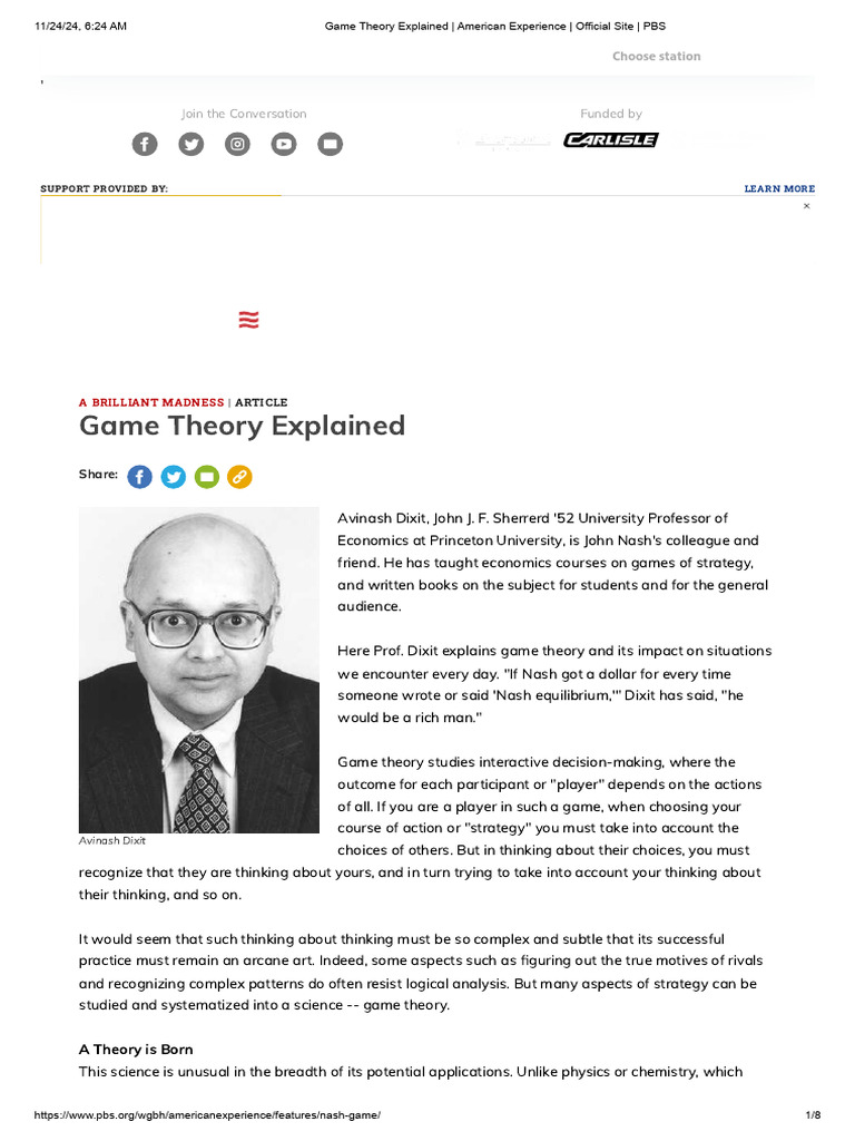 Game Theory Explained - American Experience - Official Site - PBS | PDF ...