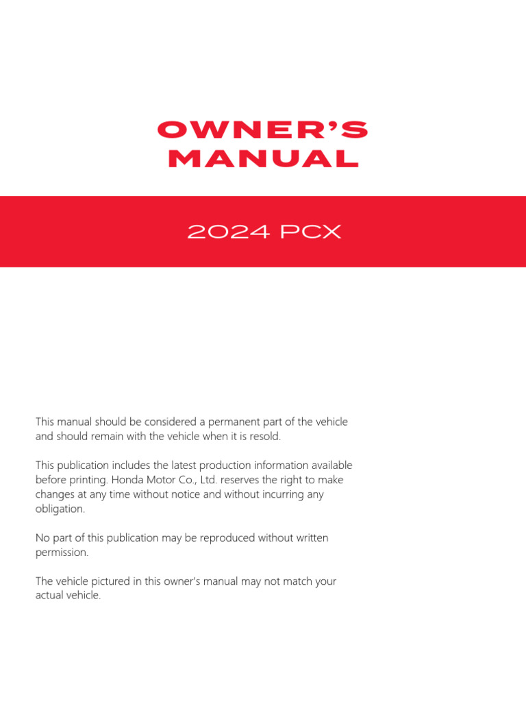 Honda PCX 2024 Manual | PDF | Anti Lock Braking System | Brake