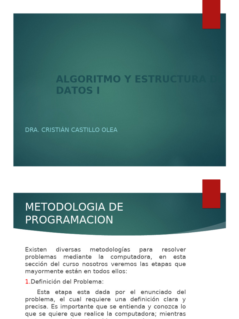 Clase 2-Algoritmo y Estructura de Datos | PDF | Lenguaje de programación | Programación de ...