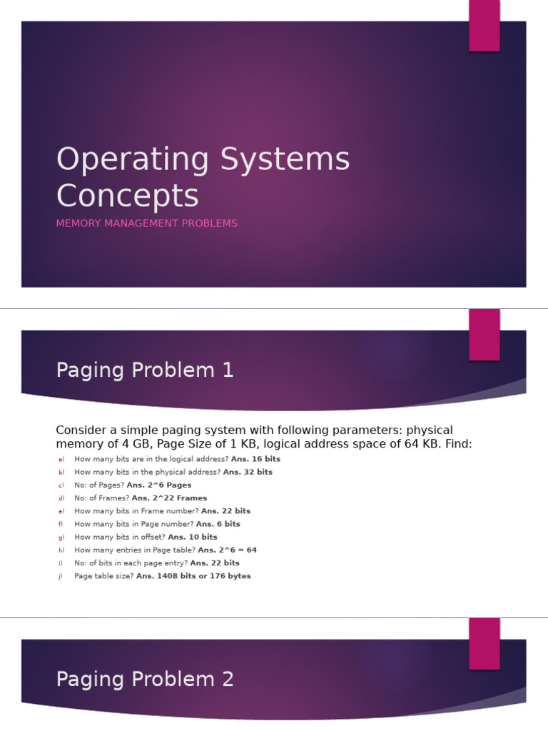 Paging and Segmentation Problem Tasks | PDF | Computers