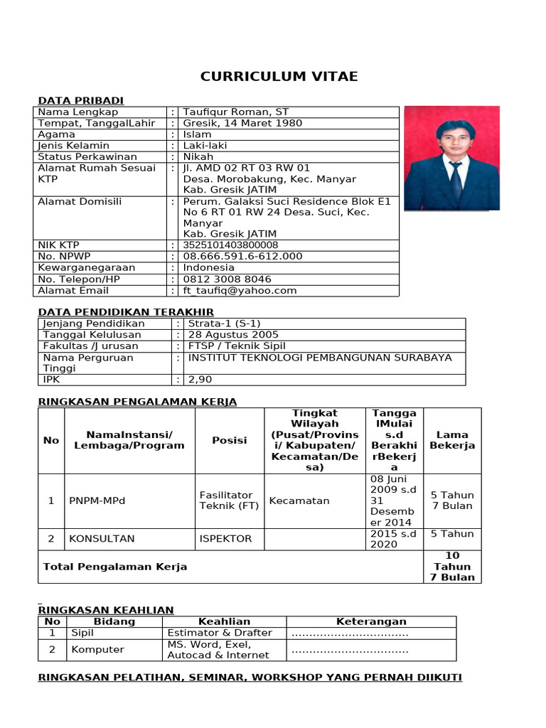 CV Taufiqur Rohman Baru | PDF