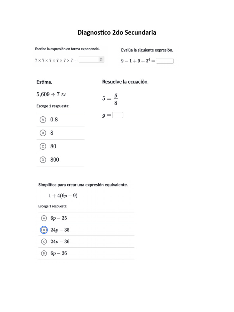 Diagnostico 2do Secundaria | PDF