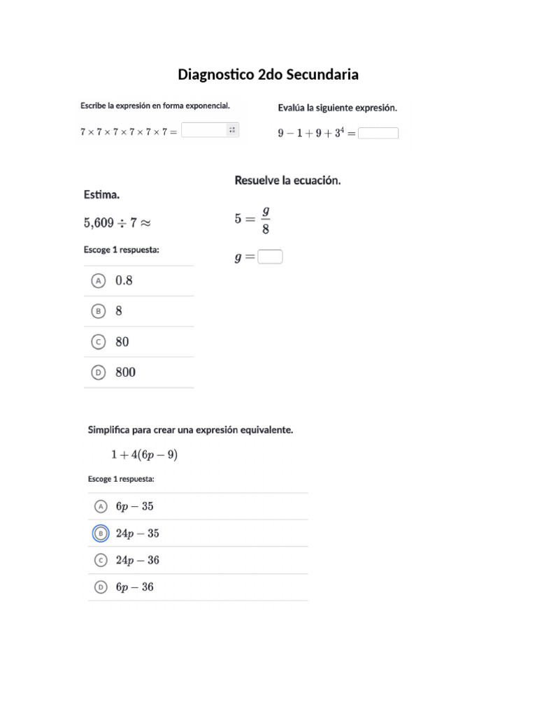 Diagnostico 2do Secundaria | PDF