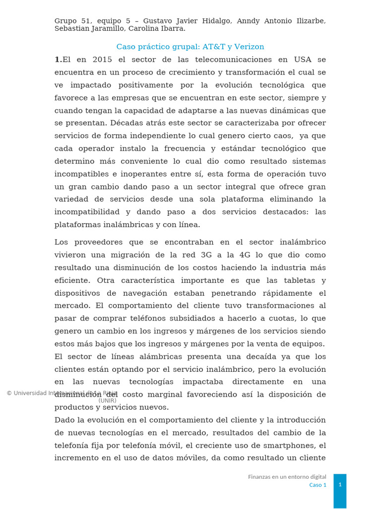 Caso1 - Grupo 51, Equipo5 | PDF | Economias