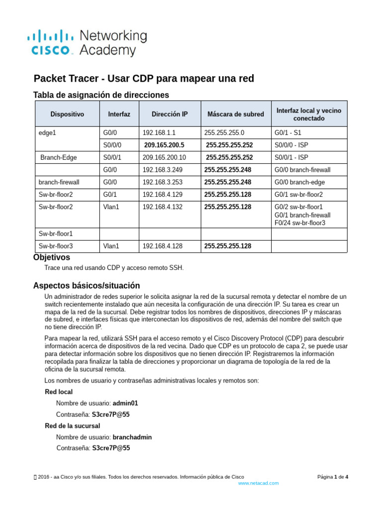 Mapeo de Red con CDP en Packet Tracer | PDF | Enrutador (Computación ...