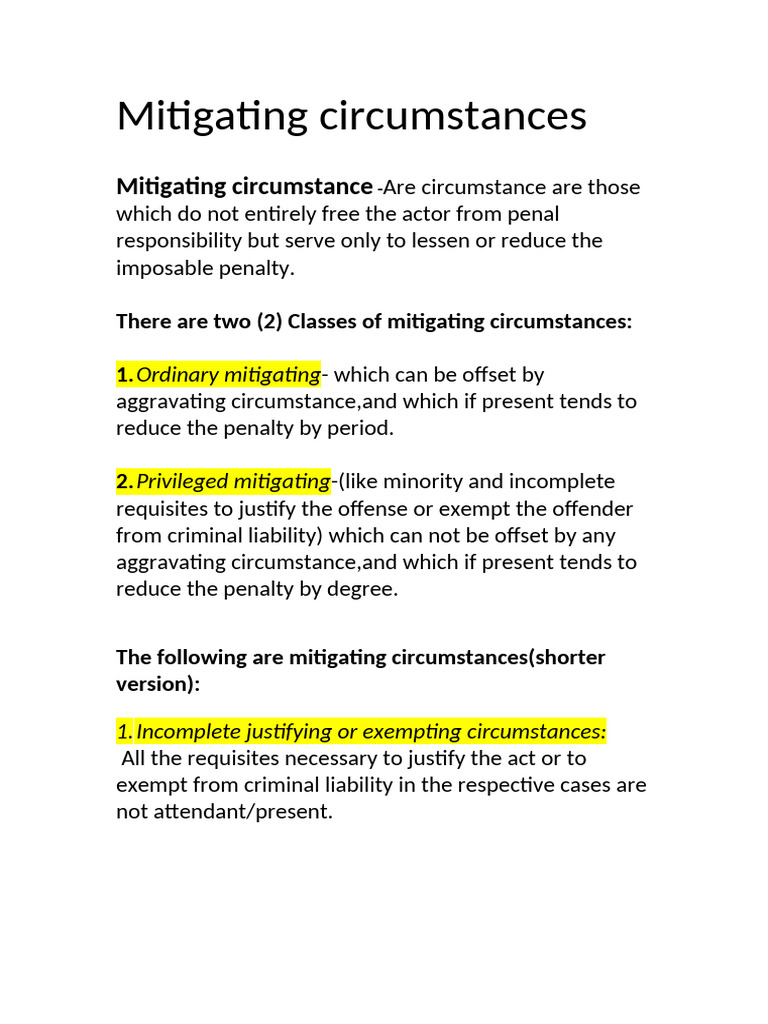 Mitigating Circumstances | PDF