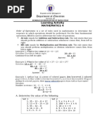 Grade 4-q2w4 (Matatag DLL) - Mathematics | PDF | Mathematics | Learning