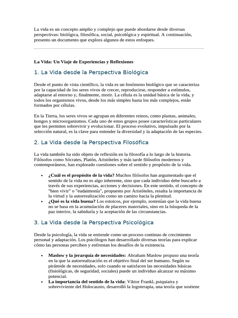 Que Es La Vida | PDF | Vida | Significado de la vida