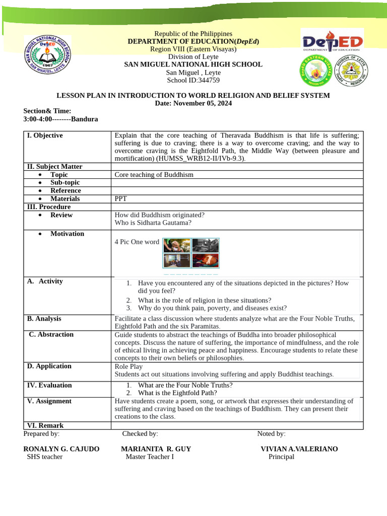 Lesson 9.2 | PDF | Four Noble Truths | Noble Eightfold Path