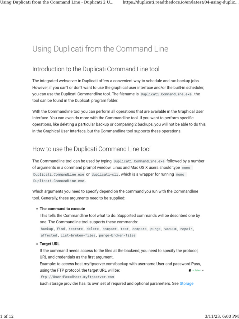 Using Duplicati From The Command Line - Duplicati 2 User's Manual | PDF | Command Line Interface ...