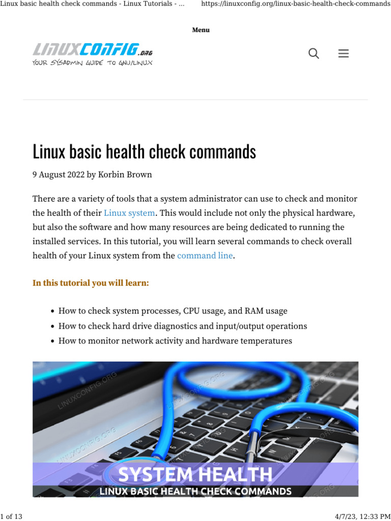 Linux Basic Health Check Commands - Linux Tutorials - Learn Linux ...