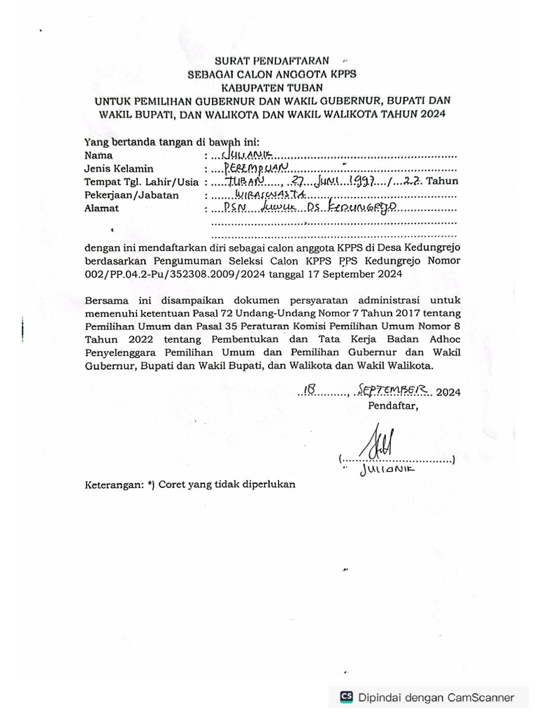Surat Pendaftaran | PDF