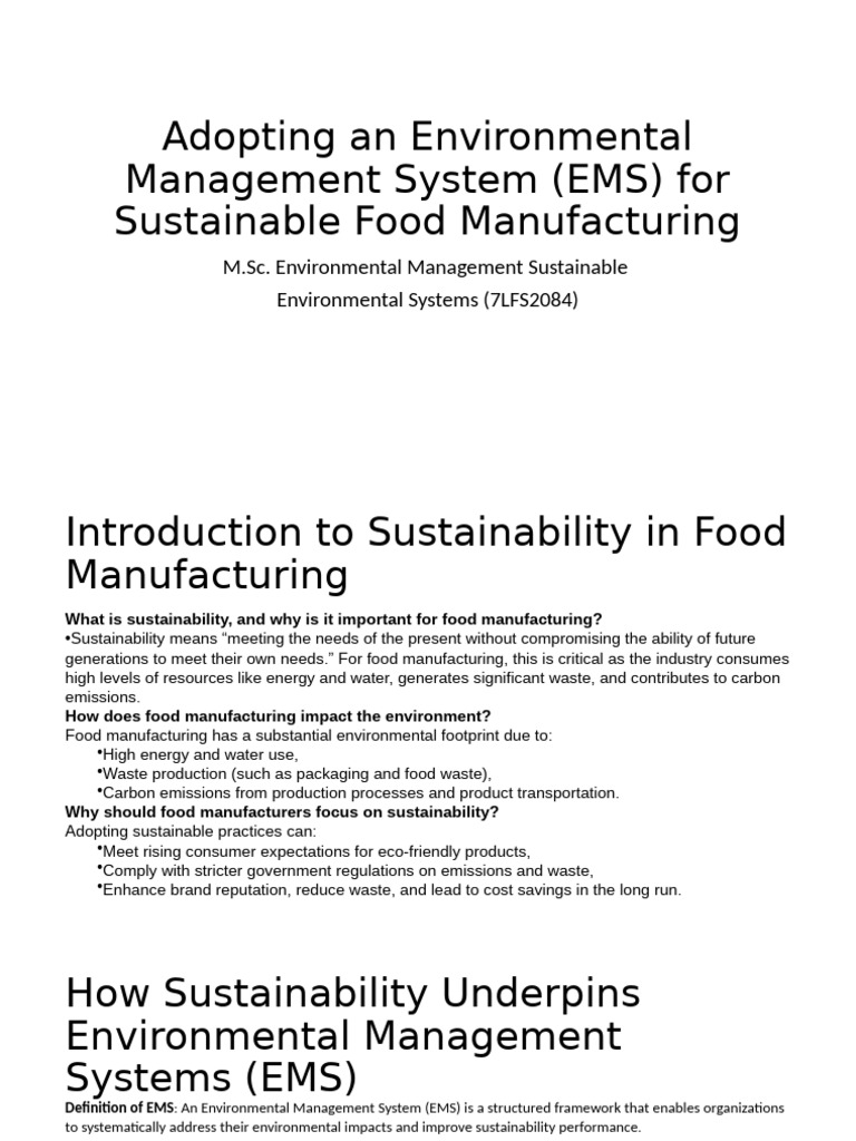 Adopting An Environmental Management System (EMS) | PDF ...