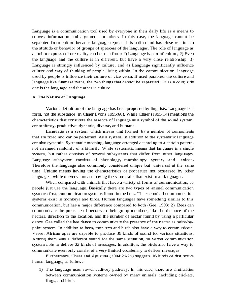 Lecture 02 The Nature of Human Language As A Cognitive and ...