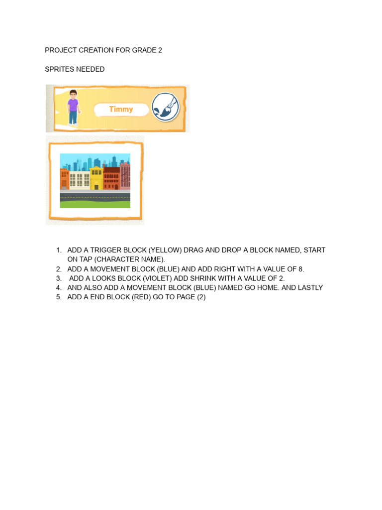 Grade 2 Scratch Project Guide | PDF